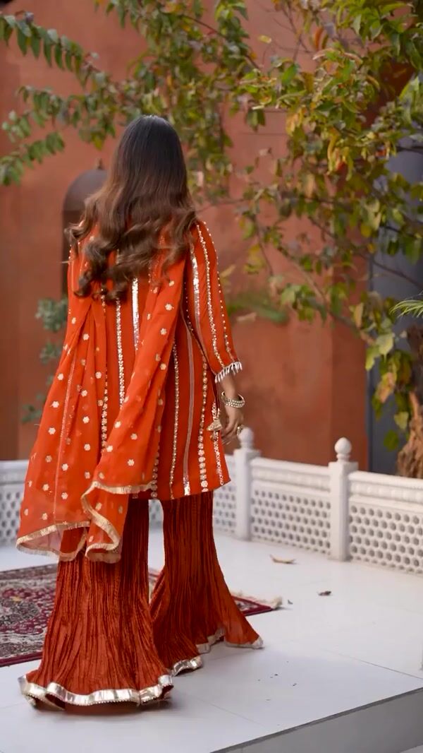 Chiffon Sharara in Orange by Maira Fashion - HET1503 | Laam.pk