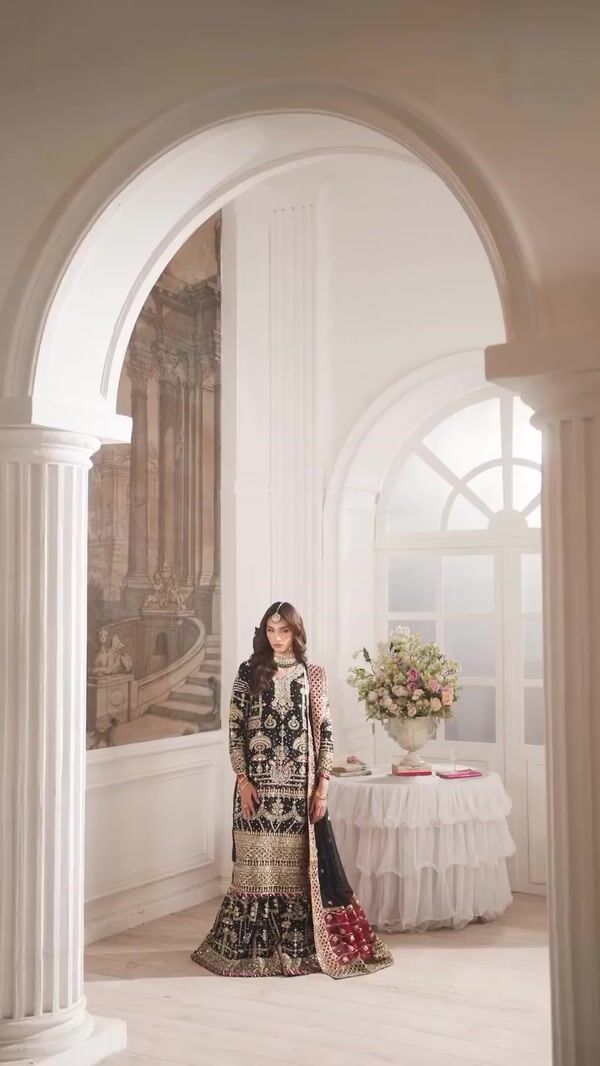 Chiffon Gharara in Black by Haseens Official - RRC1938 | Laam.pk