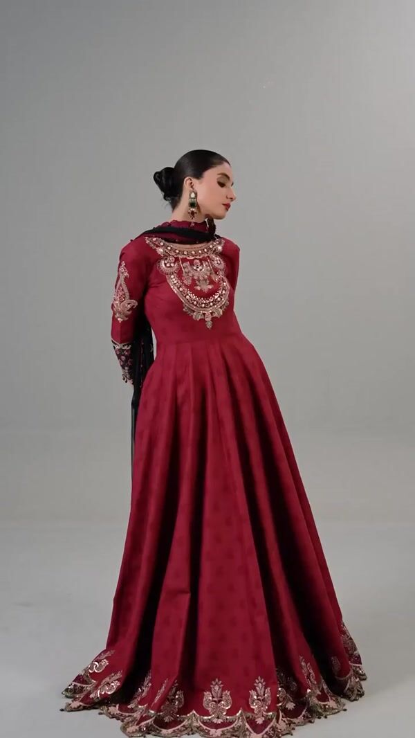 Lawn Maxi in Maroon by Meem Designs - PYB6549 | Laam.pk
