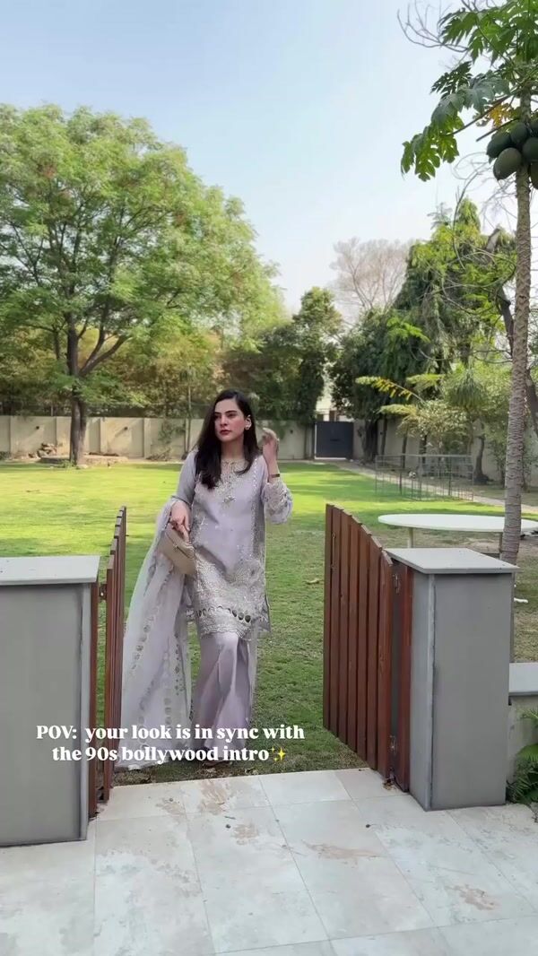 Organza Kurta Set in Pastel pink by Bin Tayyab - OBU1036 | Laam.pk