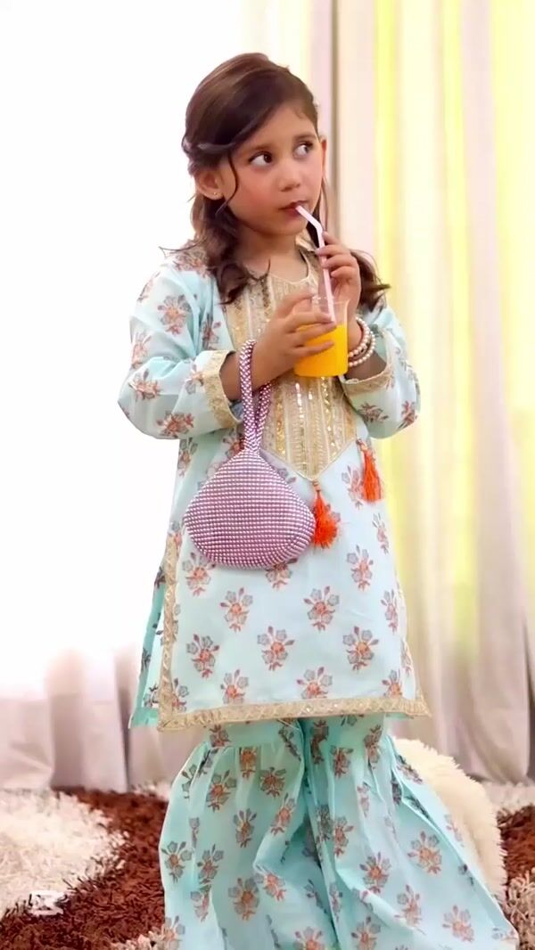 Lawn Gharara in Turquoise by Fresh Birds - ROL8685 | Laam.pk