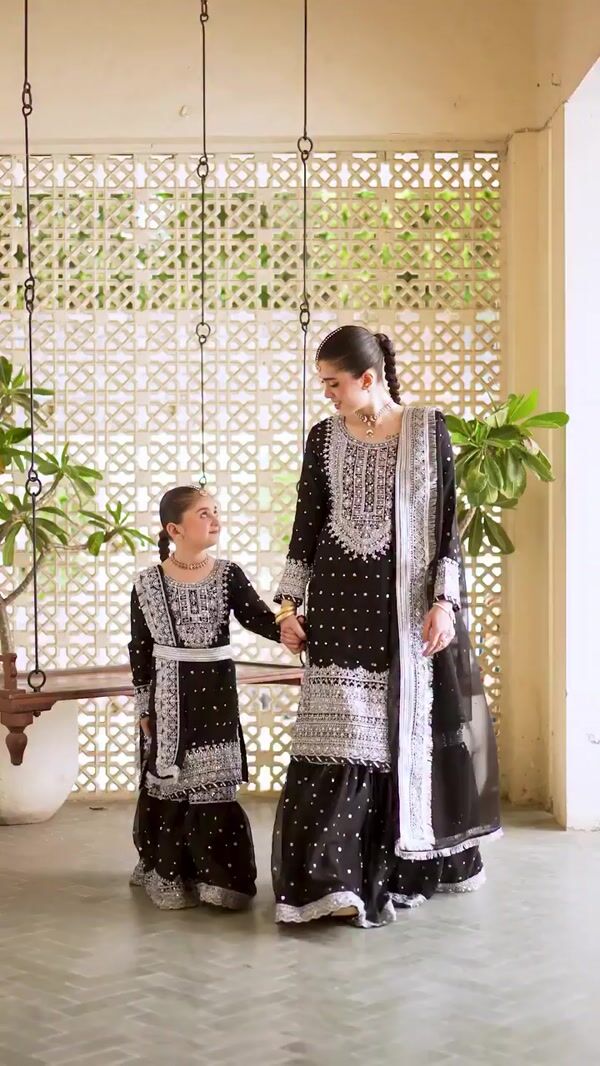 Chiffon Gharara in Black by Haseens Official - MGL8160 | Laam.pk